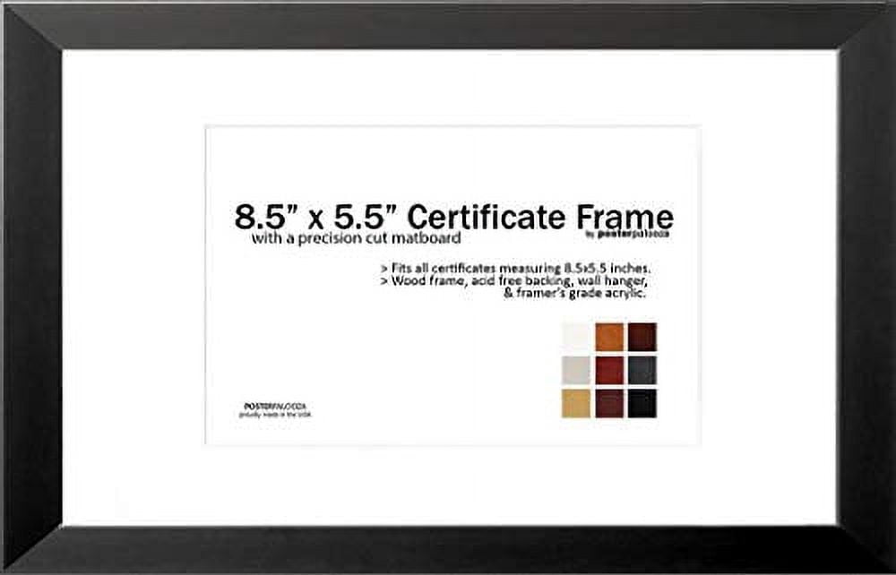 8.5x11 Black Picture Frame with 5x8 Black Mat Opening for 5.5x8.5 Image ...