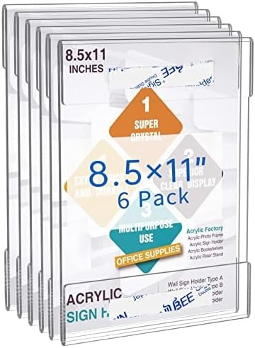 8.5x11 Clear Acrylic Plexi Sign Holders with Double Sided Adhesive Tape ...