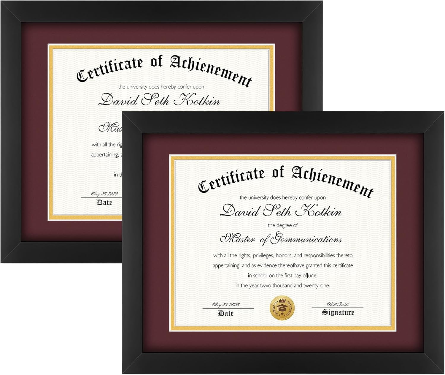 8.5x11 Diploma Frame, Black Solid Wood with Real Glass Front, Display ...