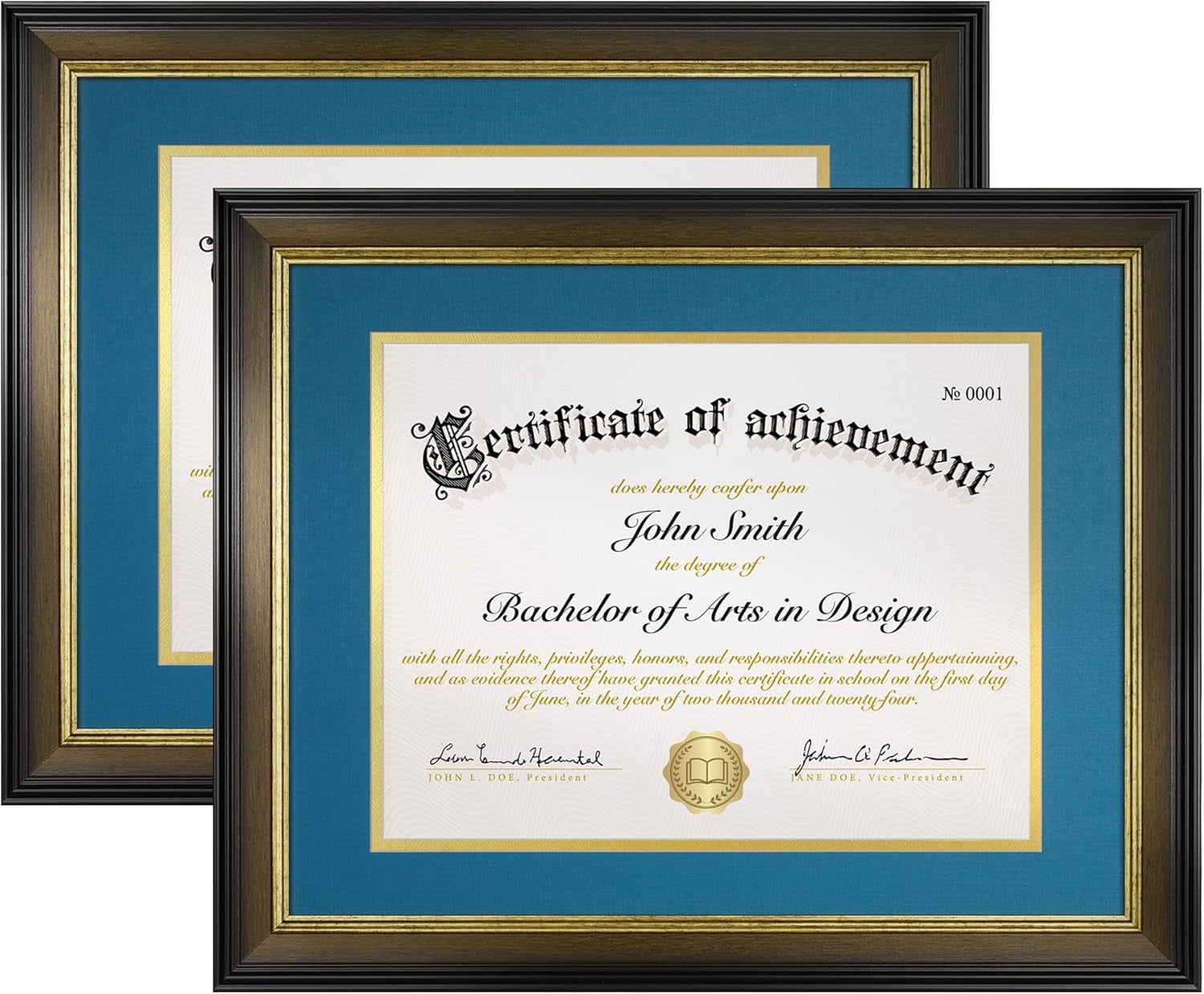8.5x11 Diploma Frame with Blue over Gold Acid-free Mat or Display 11x14 ...