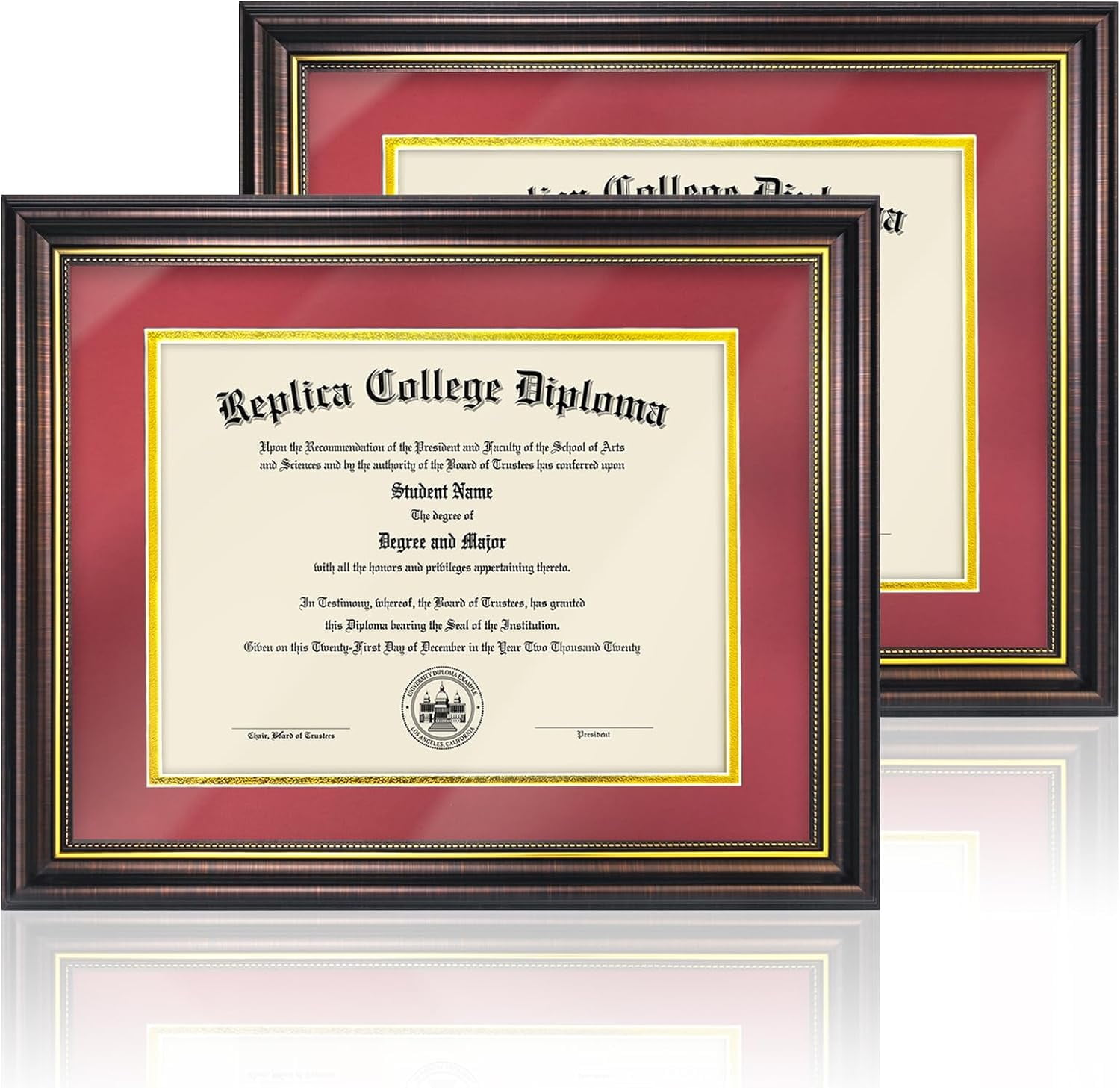 8.5x11 Diploma Frame with Red over Gold Mat, Diploma Certificate Frame ...