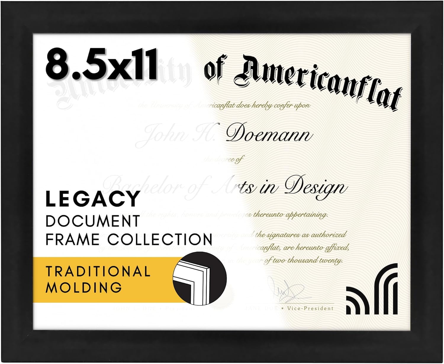 8.5x11 Diploma Frame with Shatter-Resistant Glass - Document Frames ...