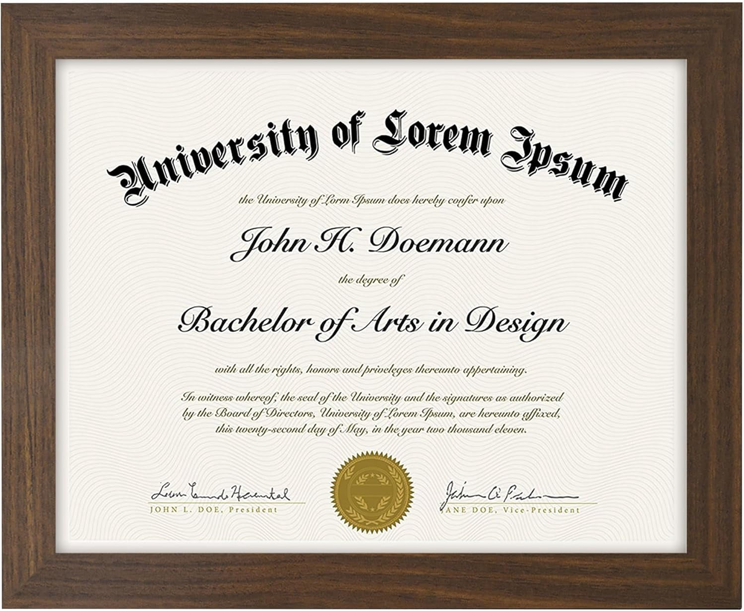 8.5x11 Diploma Frame with Shatter-Resistant Glass - Document Frames ...