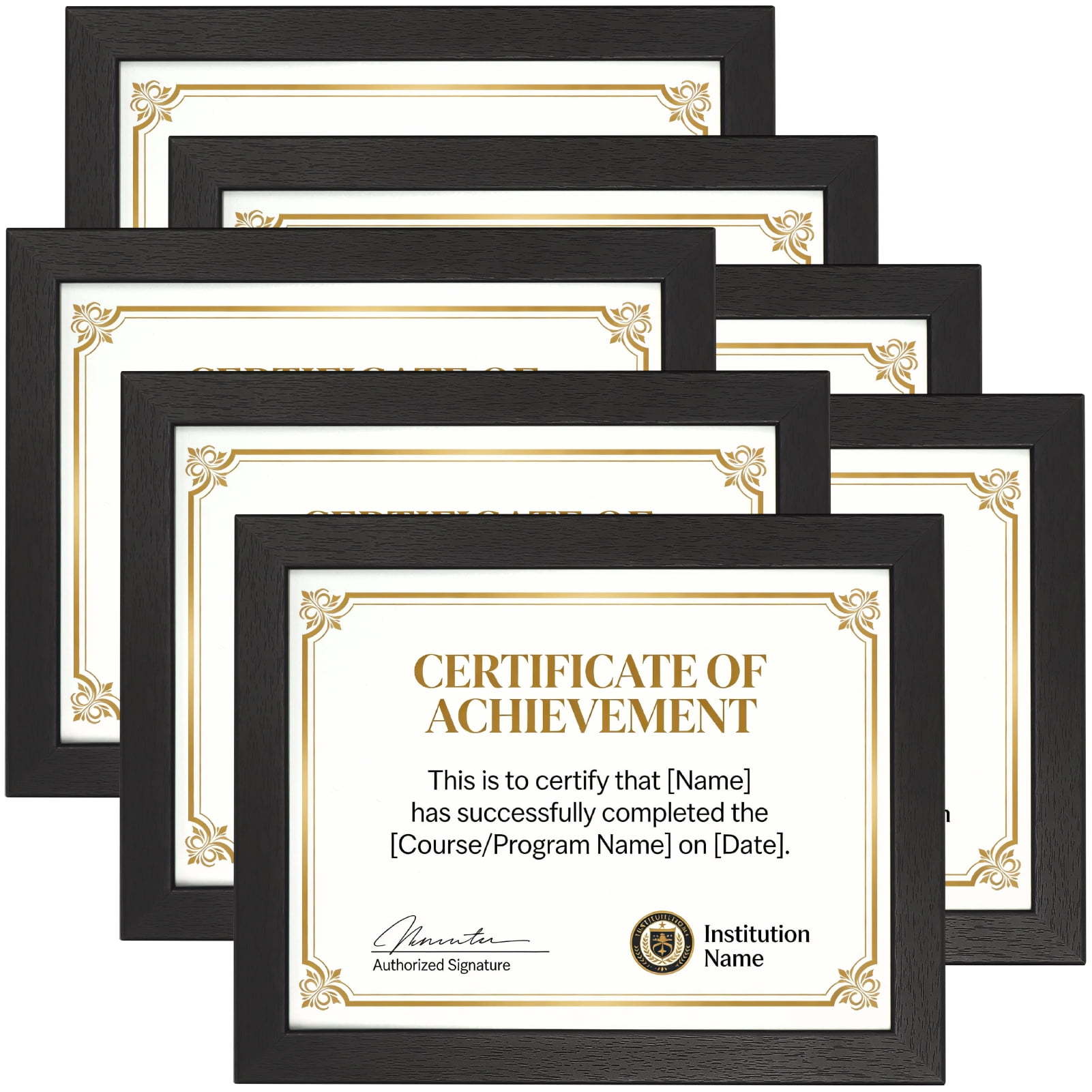 8.5x11 Document Picture Frames Set of 7, Black Certificate Frame for ...