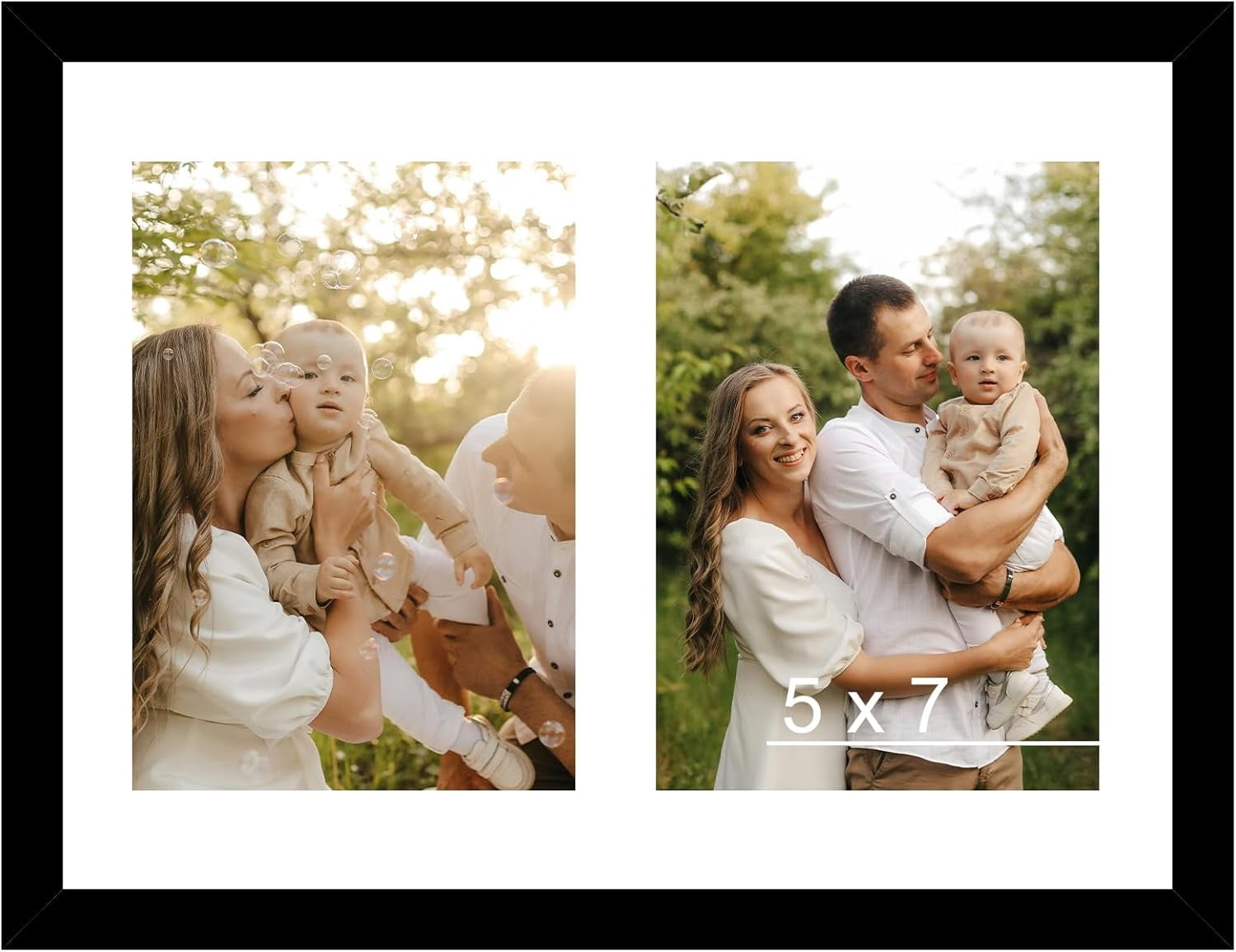 8.5x11 Double 5x7 Collage Picture Frame with Mat, Display 2 5x7 Photos ...