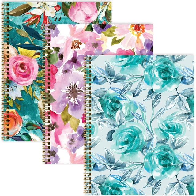 8.5x11" Fashion Spiral Notebook, 3-Pack, 120 Pages, College Ruled ...