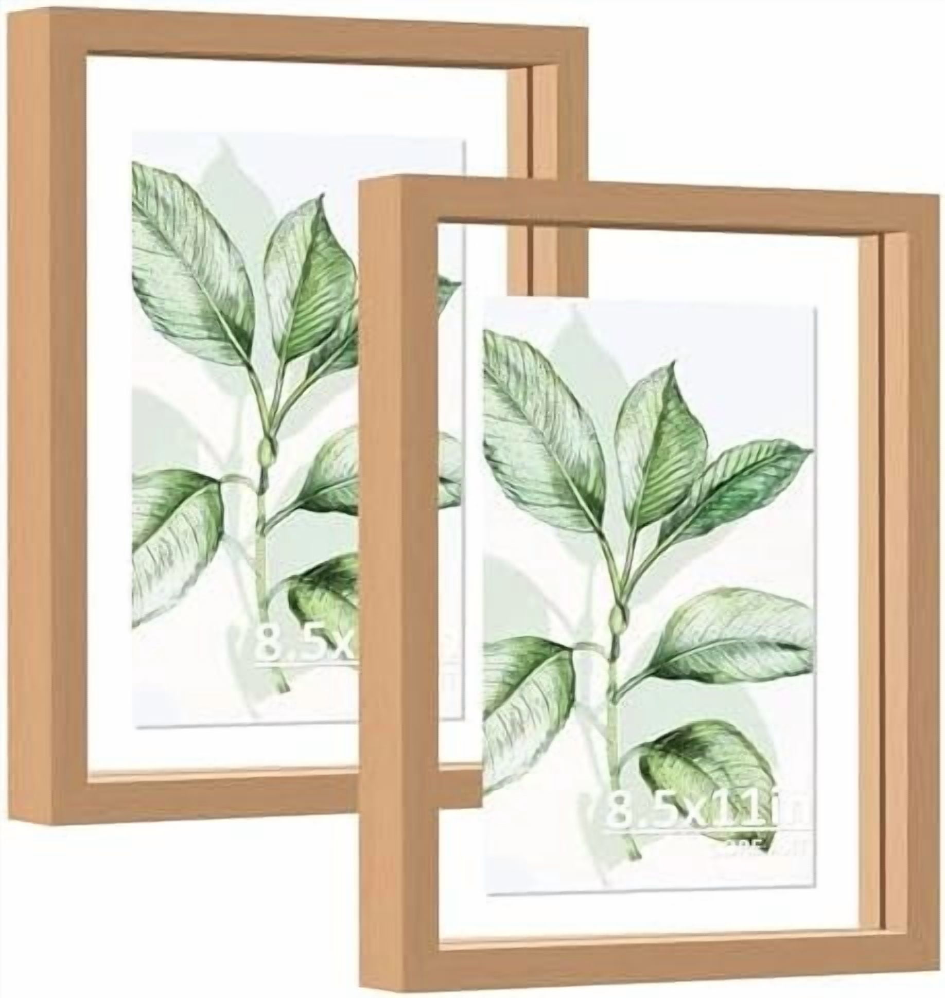 8.5x11 Floating Picture Frame Set of 2,Double Plexglass Floating Frame ...