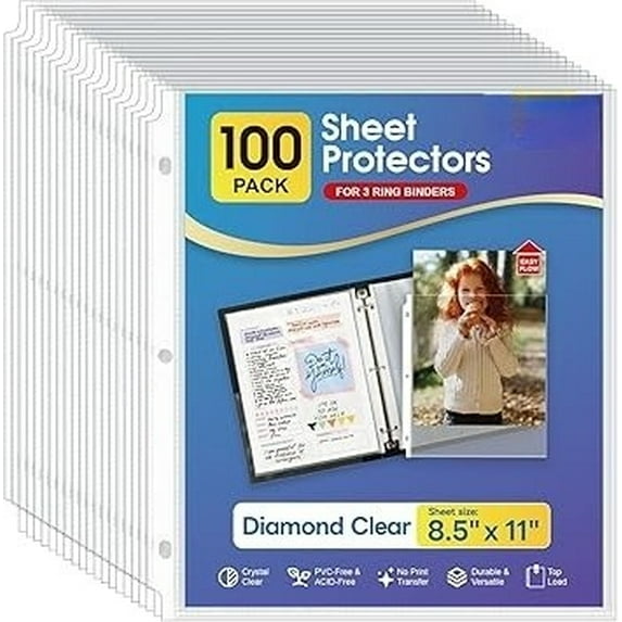 8.5x11 Inch Transparent File Protectors - Letter Size, Top Loading ...