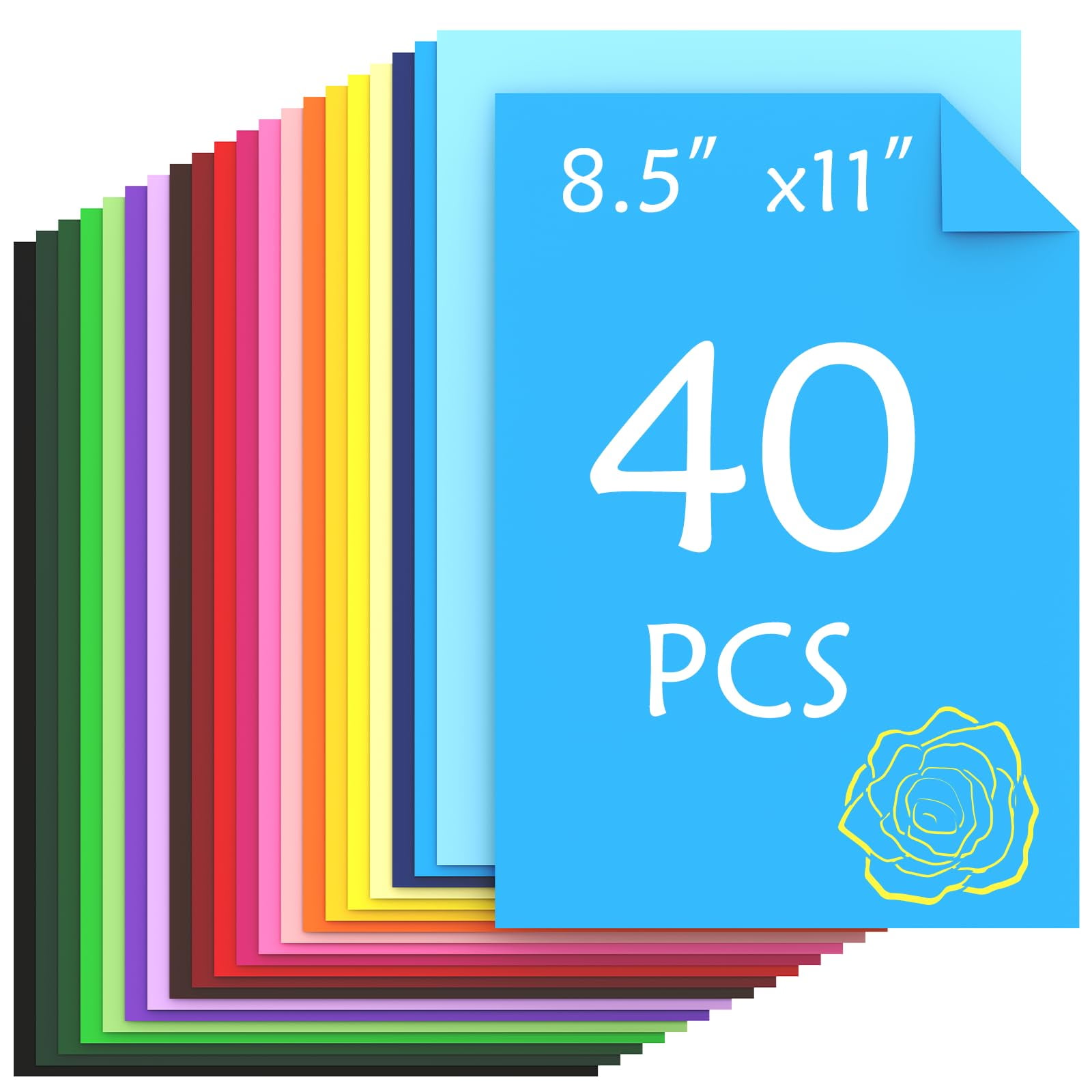 8.5x11 Inches Colored Cardstock, 40 Sheets 20 Rich Hues 180gsm, No ...