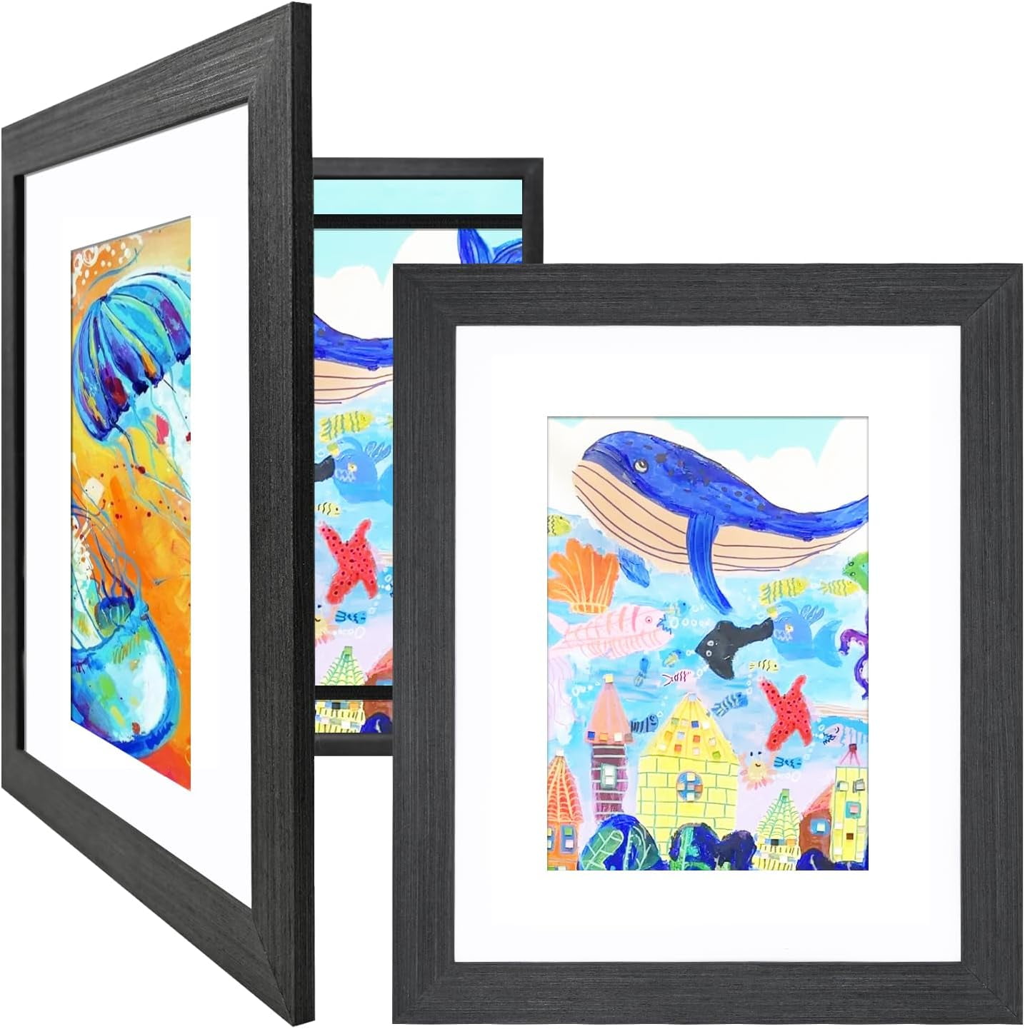 8.5x11 Kids Art Frames Set of 2, Solid Wood Children's Artwork Frames ...