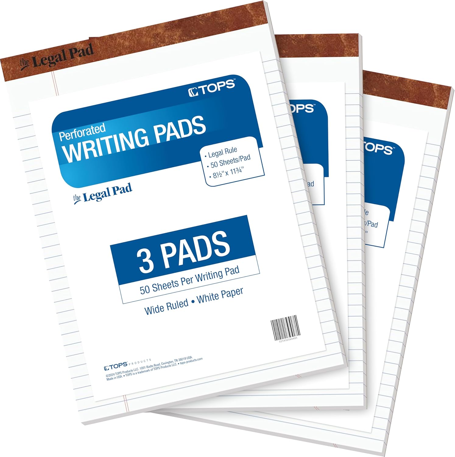8.5x11 Legal Pads,3 Pack, The Legal Pad Brand, Wide Ruled, White Paper ...
