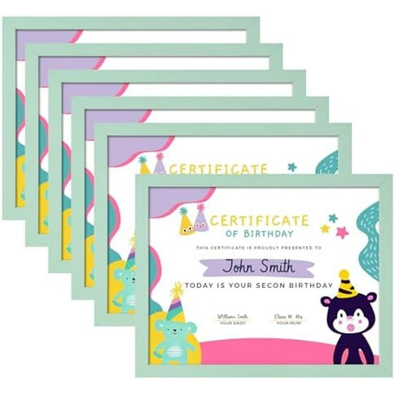 8.5x11 Picture Frame-Certificate Frame in Green,Document Frame for Kids ...