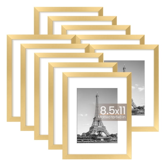 8.5x11 Picture Frame Set Of 10 Display Pictures 6x8 With Mat Or Without ...