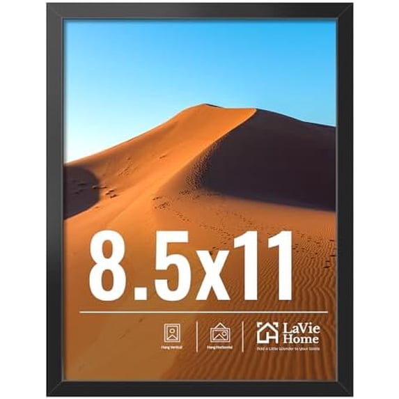 8.5x11 Picture Frame for Wall Display, 8.5x11 Black Picture Frame with ...