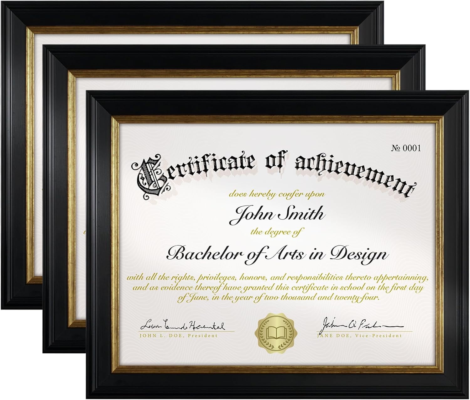 8.5x11 Picture Frame for Certificate Diploma with Tempered Real Glass ...