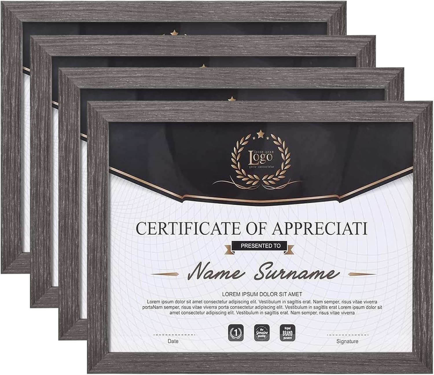8.5x11 Picture Frames Ash Black, Diploma Frames with Acrylic Plexiglass ...