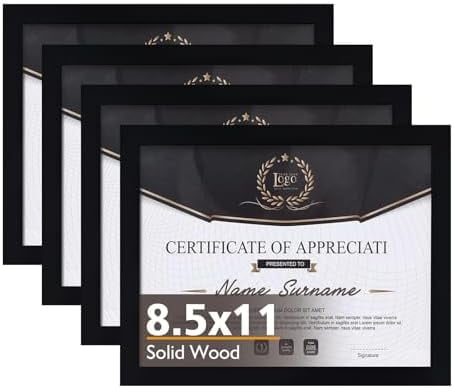 8.5x11 Picture Frames Black, Solid Wood Diploma Frames with Acrylic ...