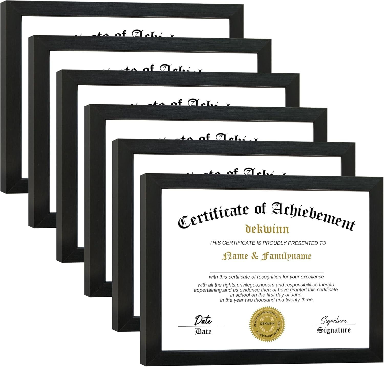 8.5x11 Picture Frames Certificate Document Frame Set of 6 with Real ...