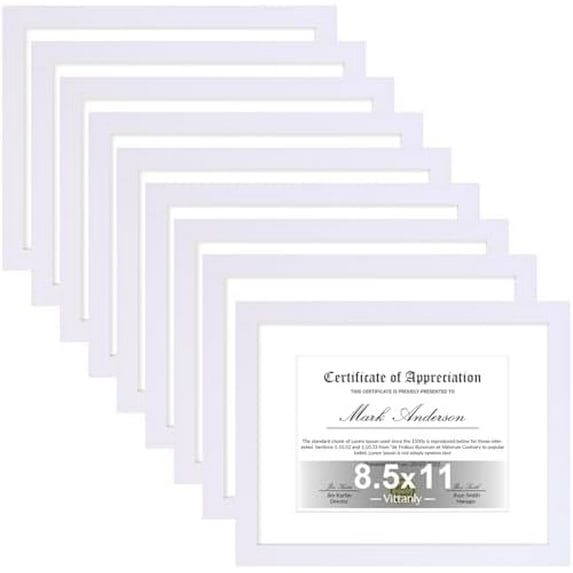 8.5x11 Picture Frames Set of 9, Shatter Resistant Plexiglass, Display ...