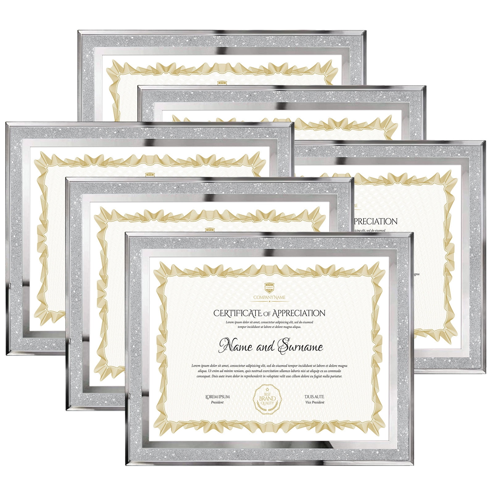 8.5x11 Silver Certificate Frames,6 Packs,Ornate Document Frame Gifts ...