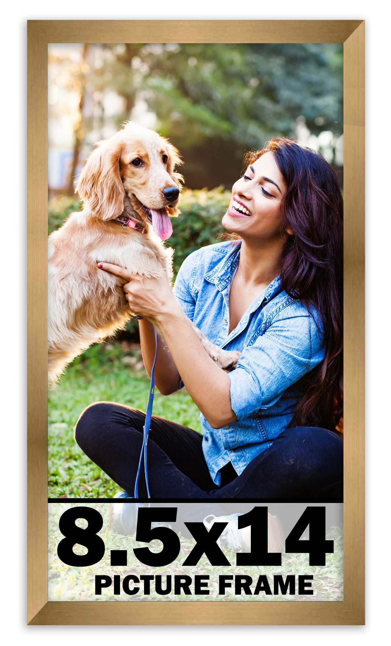 8.5x14 Frame Gold Bronze Modern Solid Wood Picture Frame | 0.75 Inch ...