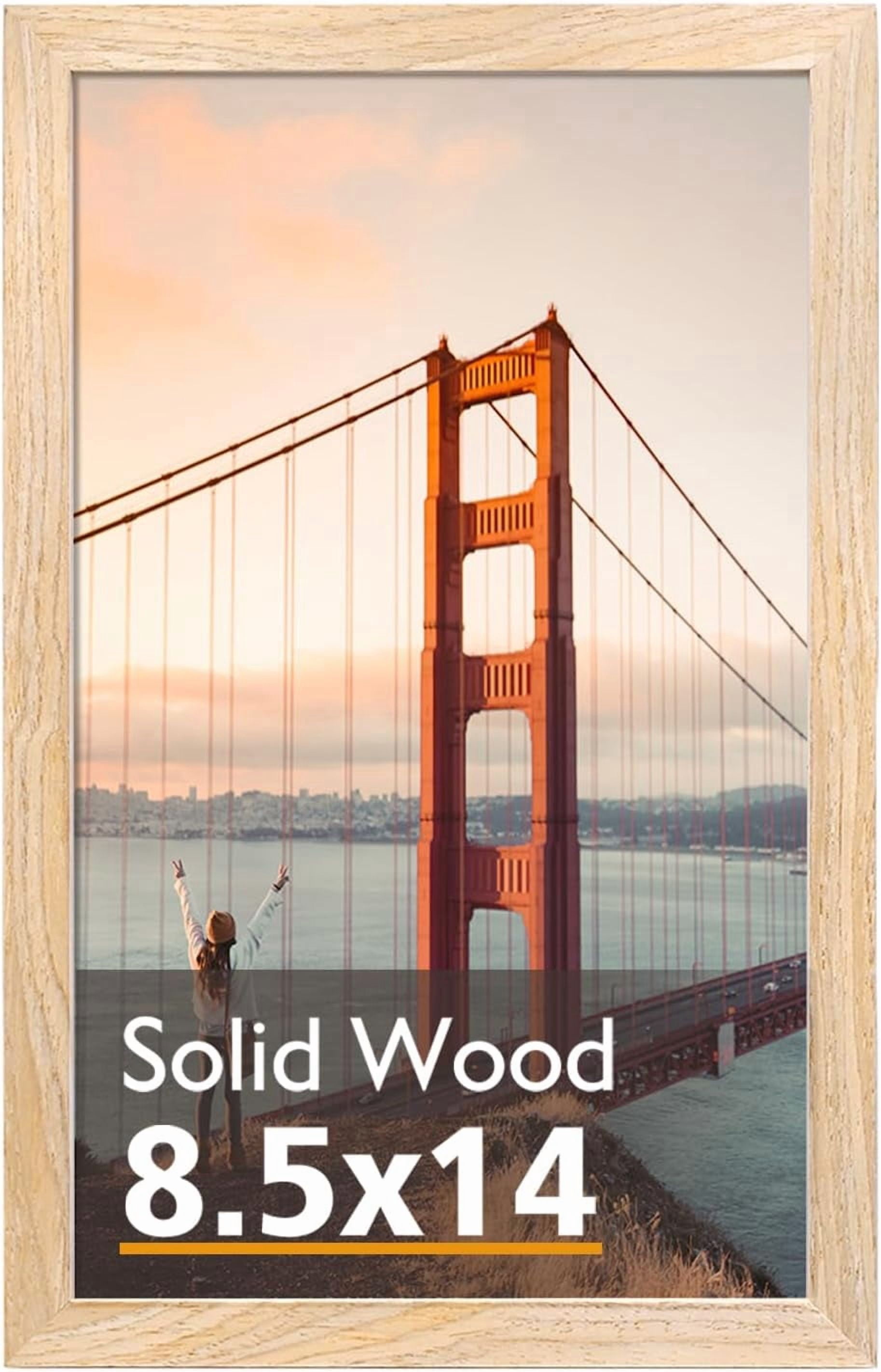 8.5x14 Picture Frame, Natural Solid Wood Frame with Acrylic Plexiglass ...