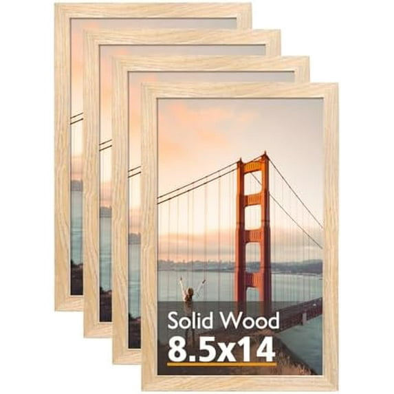 8.5x14 Picture Frame Natural, Solid Wood Frames with Acrylic Plexiglass ...