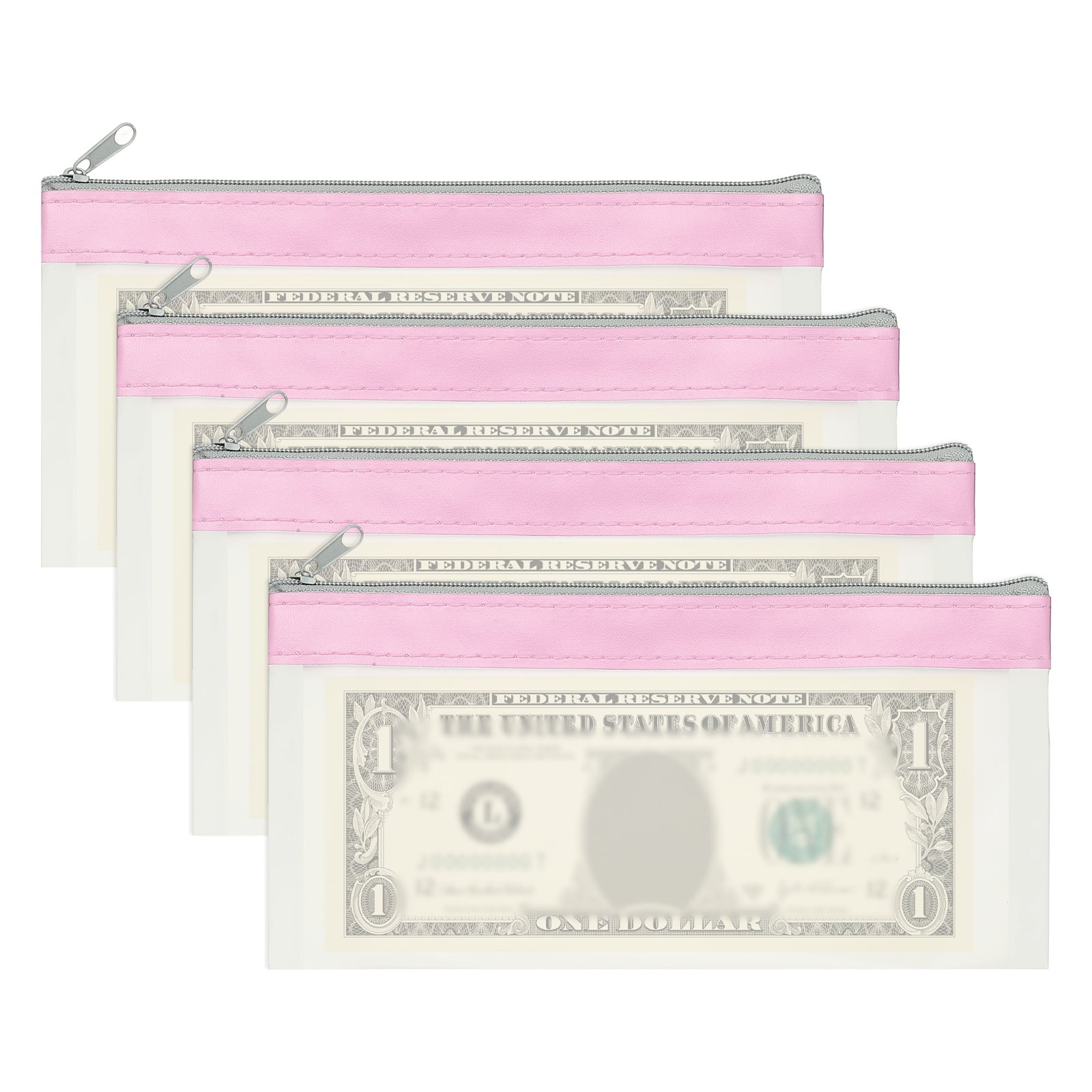 8.5x4 Inch Money Bags with Zipper, 4Pcs Clear Cash Deposit Bank Pouch ...