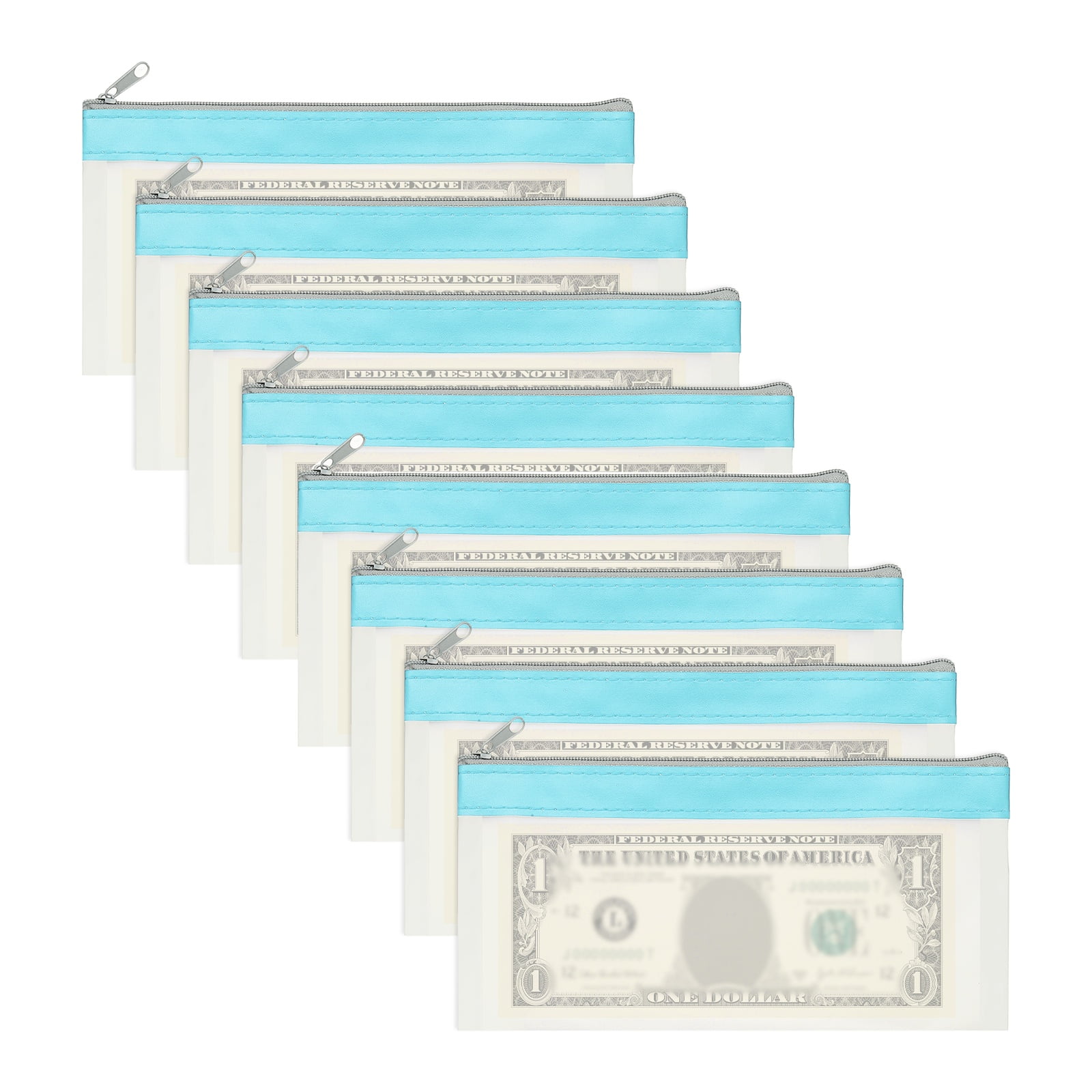 8.5x4 Inch Money Bags with Zipper, 8Pcs Clear Cash Deposit Bank Pouch ...