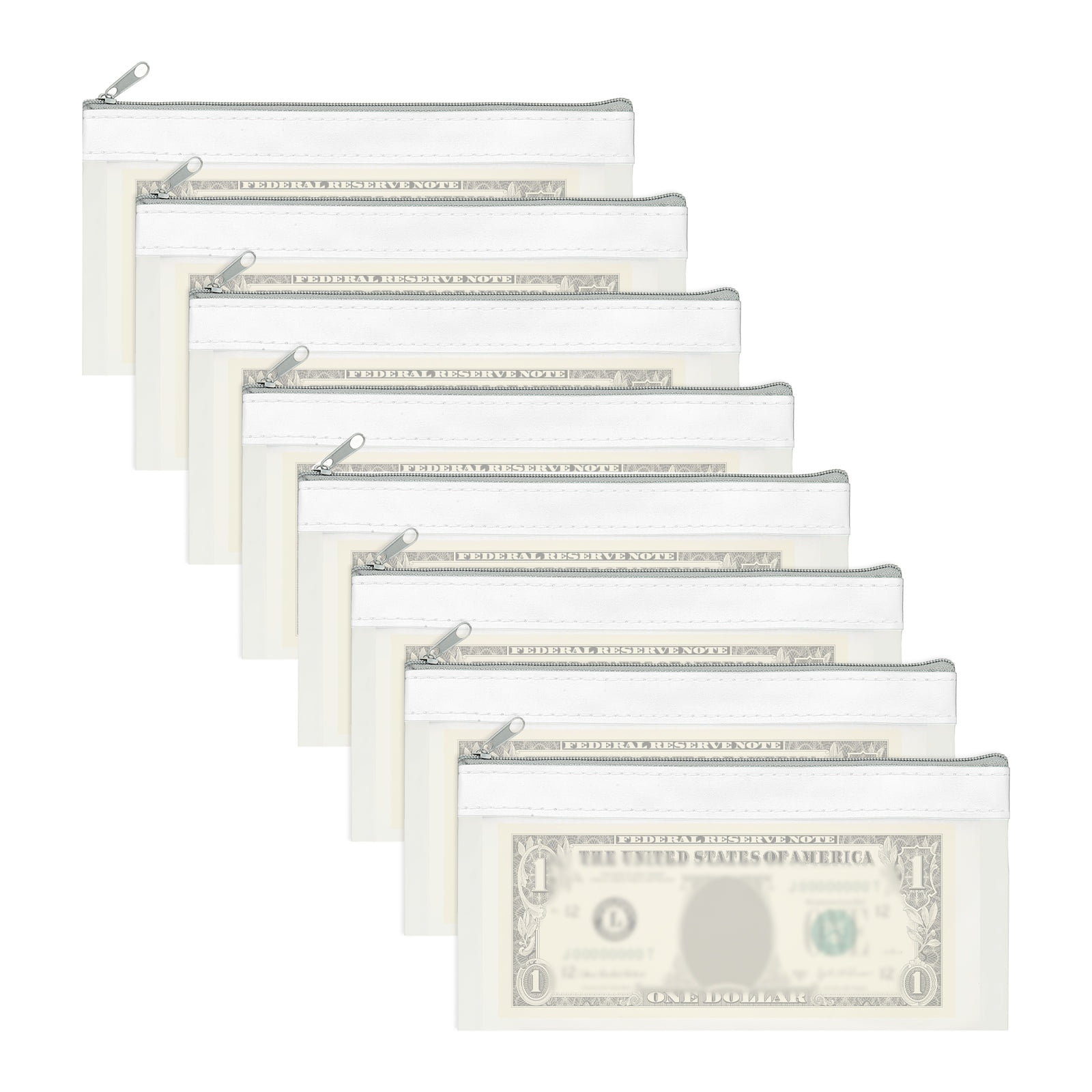 8.5x4 Inch Money Bags with Zipper, 8Pcs Clear Cash Deposit Bank Pouch ...