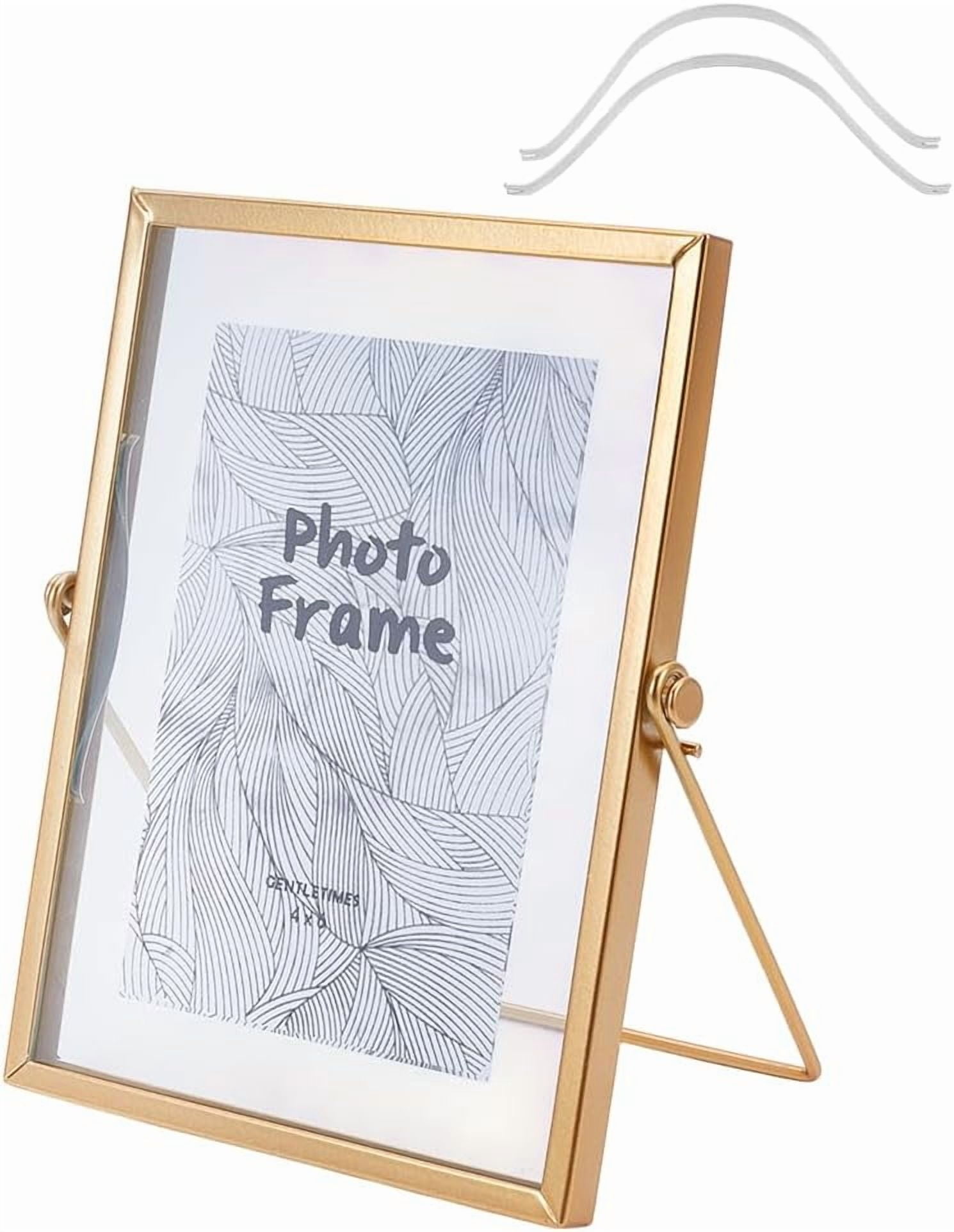 8.5x6.5 Inch Glass Picture Frame Vertical Gold Metal Photo Frame Simple ...