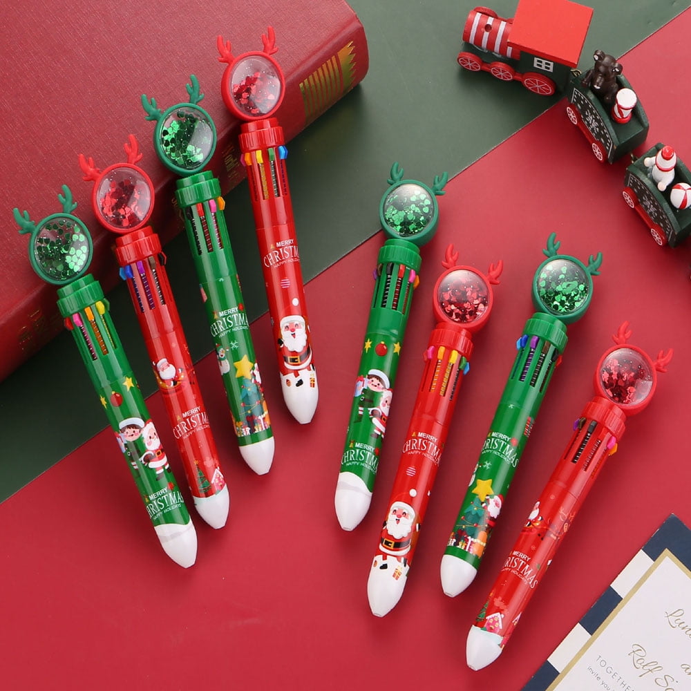 8/6/4/2pcs 10 Color Ballpoint Pen Christmas Party Favors Holiday ...