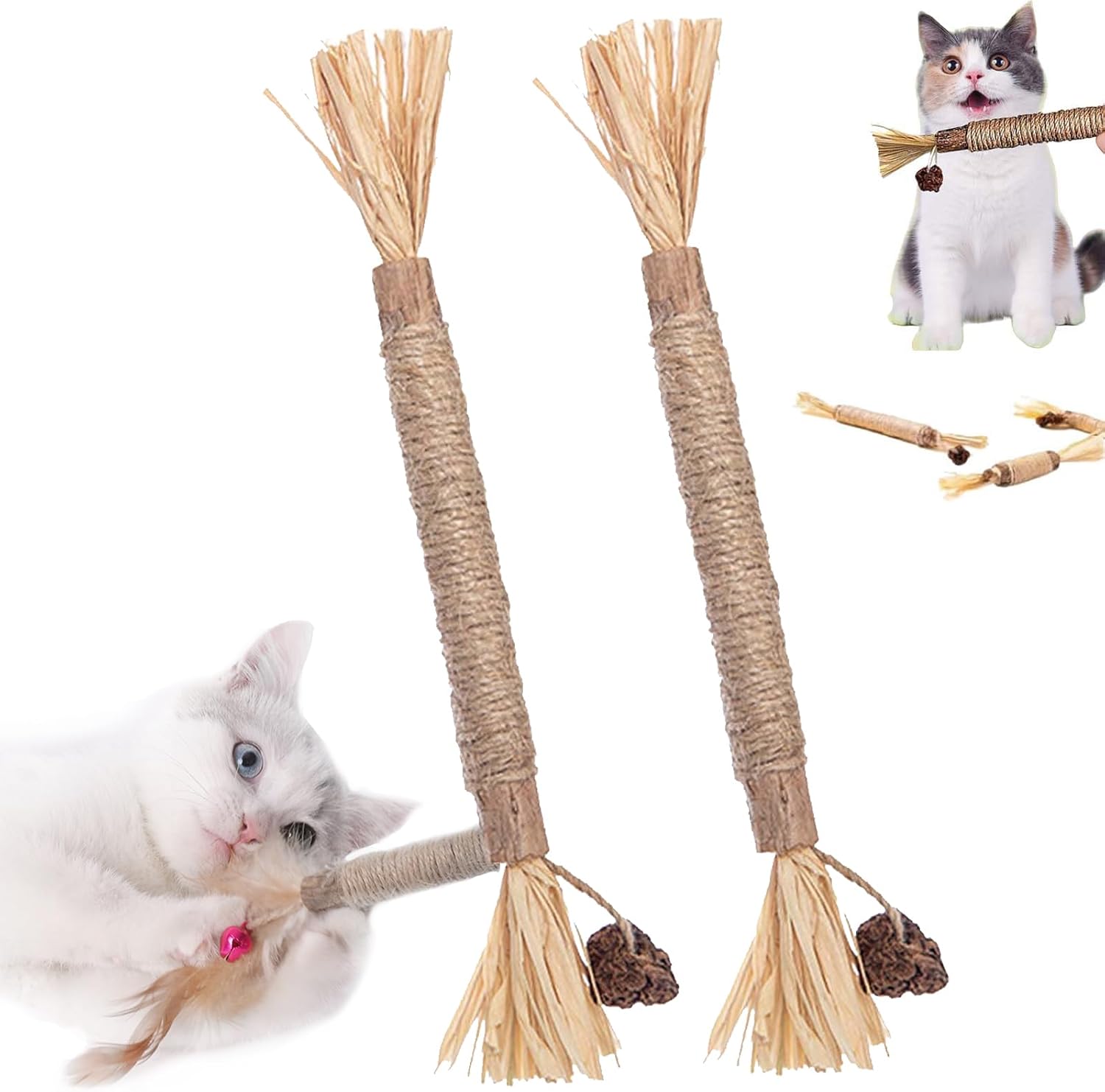 8.6 inch Natural Silver Vine & Catnip Cat Chew Toys, Smooth Pet ...