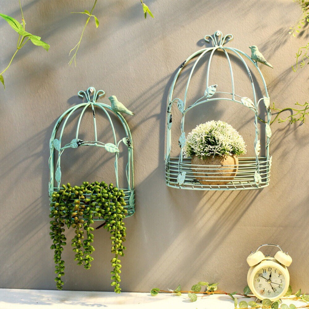 8.66"Art Wall Decor Metal Floating Shelves, Hanging Bird Cage Display ...