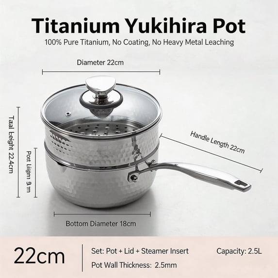 8.66in Titanium Saucepan with Lid & Steam Grid, Non Stick No Coating ...