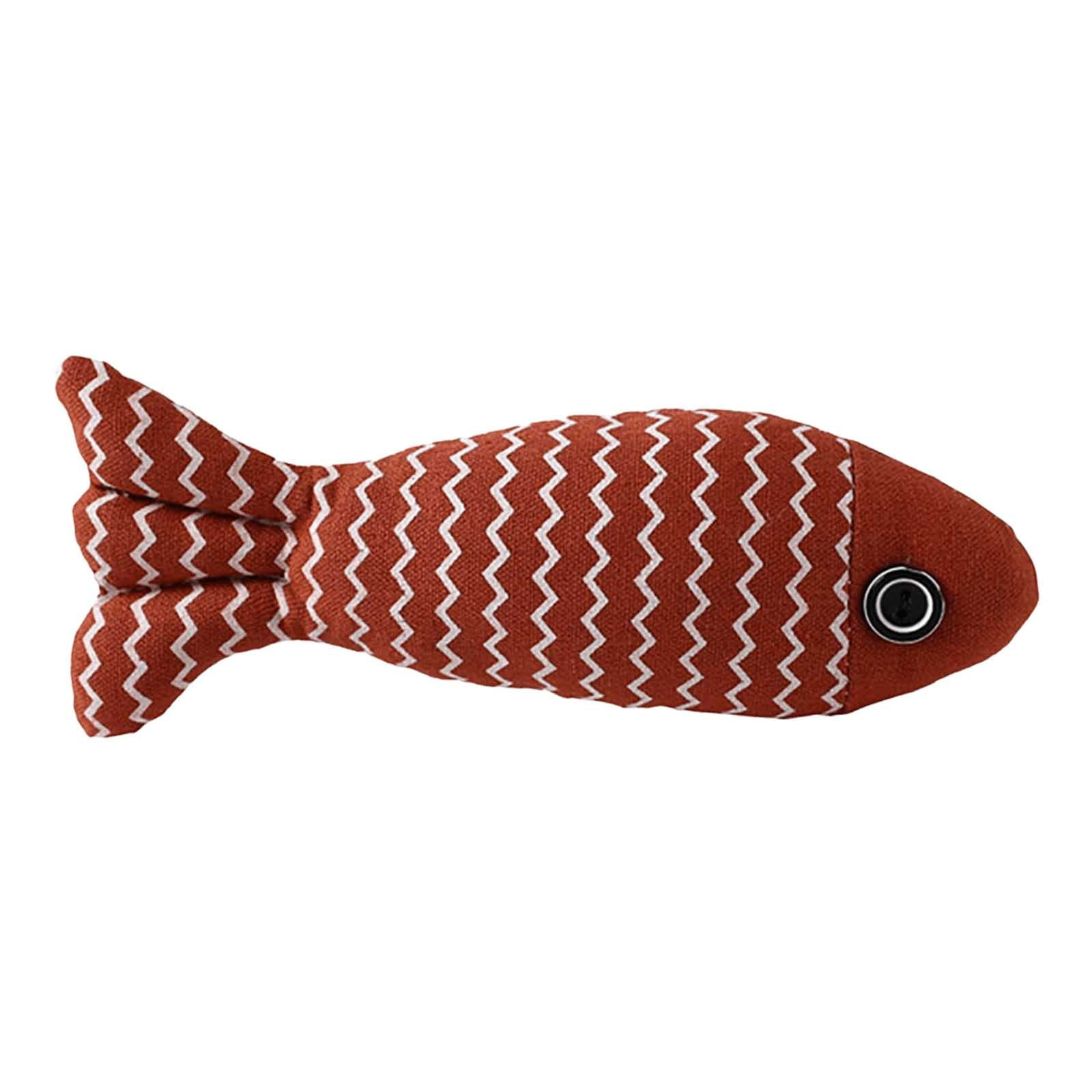8.66x3.35 inch Cat Chew Toys with Catnip - Soft Linen Fish Dental ...