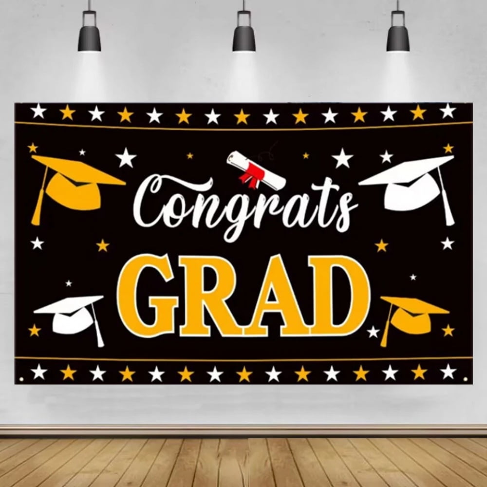 8*6FT Graduation Season Photography Background Banner Gold Blue ...