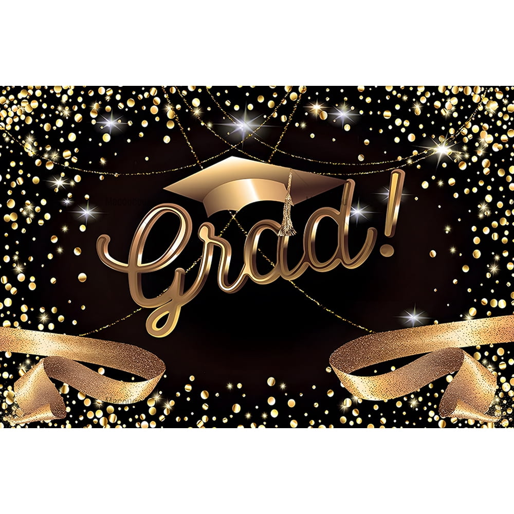 8*6FT Graduation Season Photography Background Banner Gold Blue ...