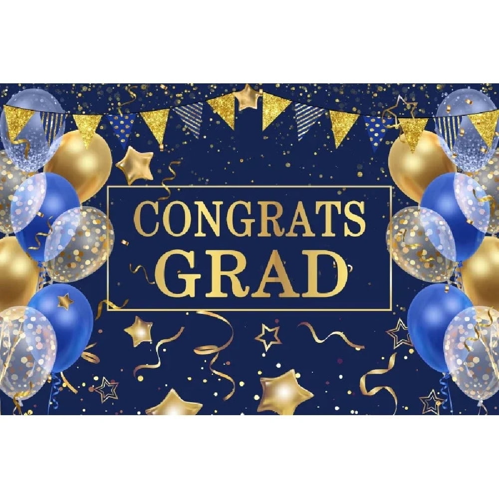 8*6FT Graduation Season Photography Background Banner Gold Blue ...