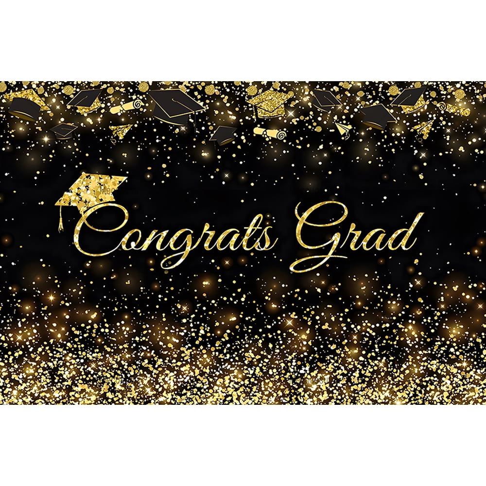 8*6FT Graduation Season Photography Background Banner Gold Blue ...