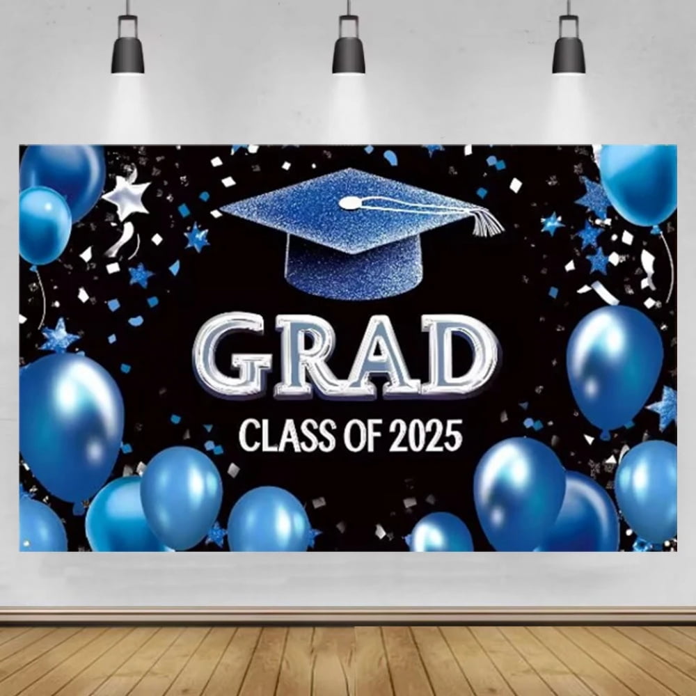 8*6FT Graduation Season Photography Background Banner Gold Blue ...
