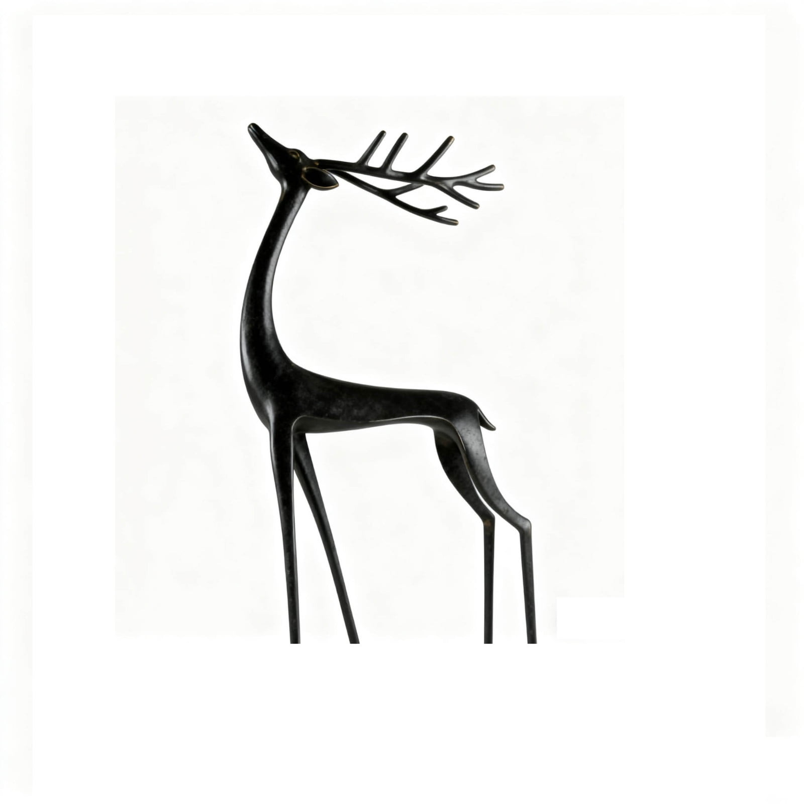 8.6in Black Metal Deer Tabletop Decoration, Reindeer Statues Imitation ...
