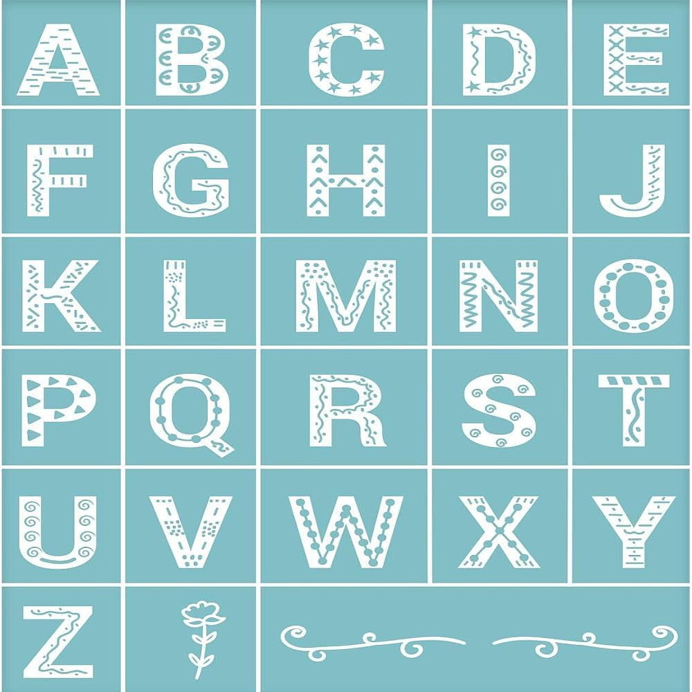 8.6x11 Inch 26 Letters Self-Adhesive Silk Screen Printing Stencil ...