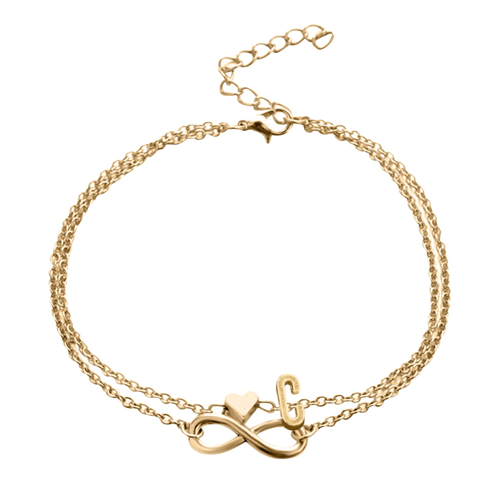 8.7-10.7 Inch Initial Ankle Bracelets for Women, Gold Plated Waterproof ...