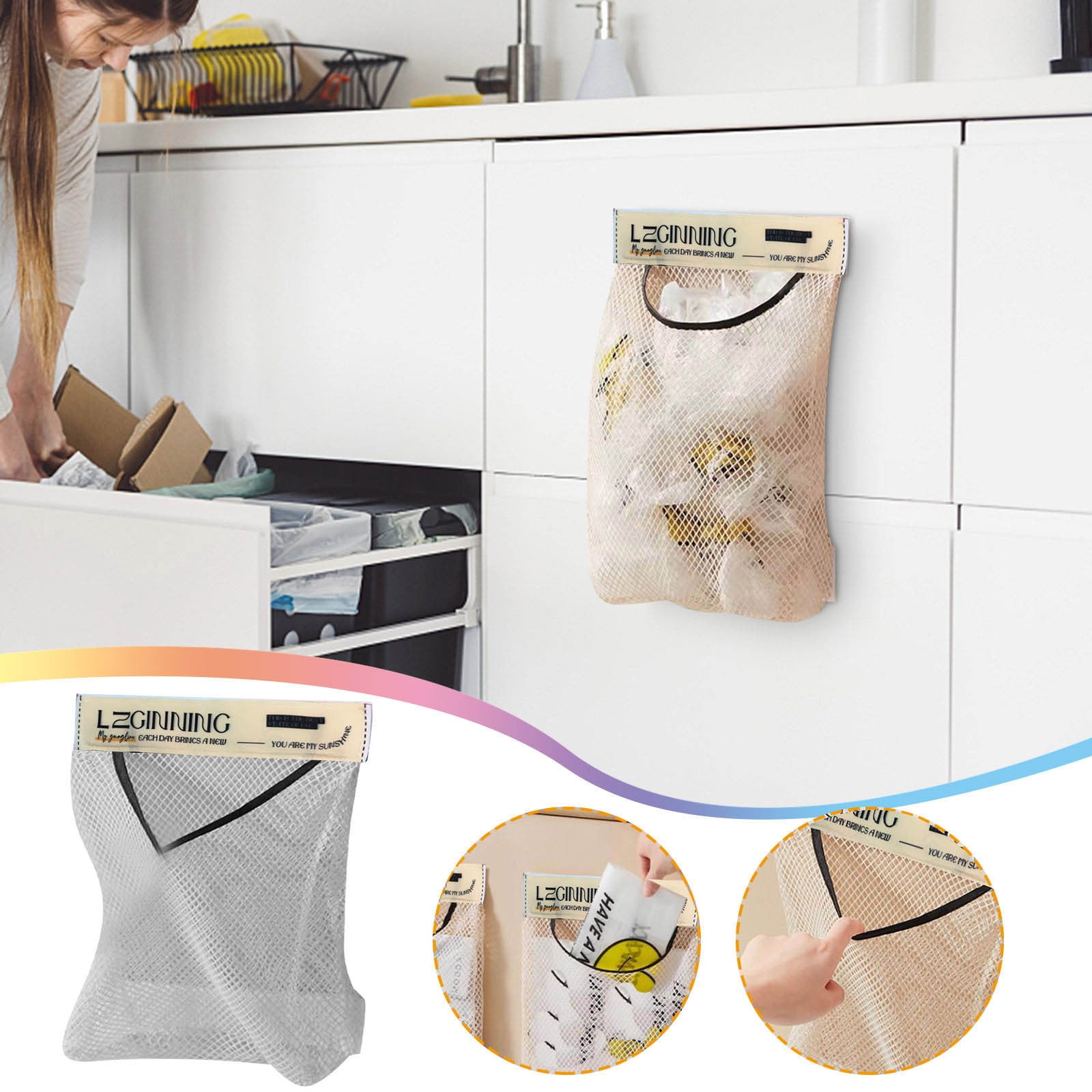 8.7*12.6" Multi-purpose Hanging Storage Mesh Bag, Reusable Mesh Fruit ...