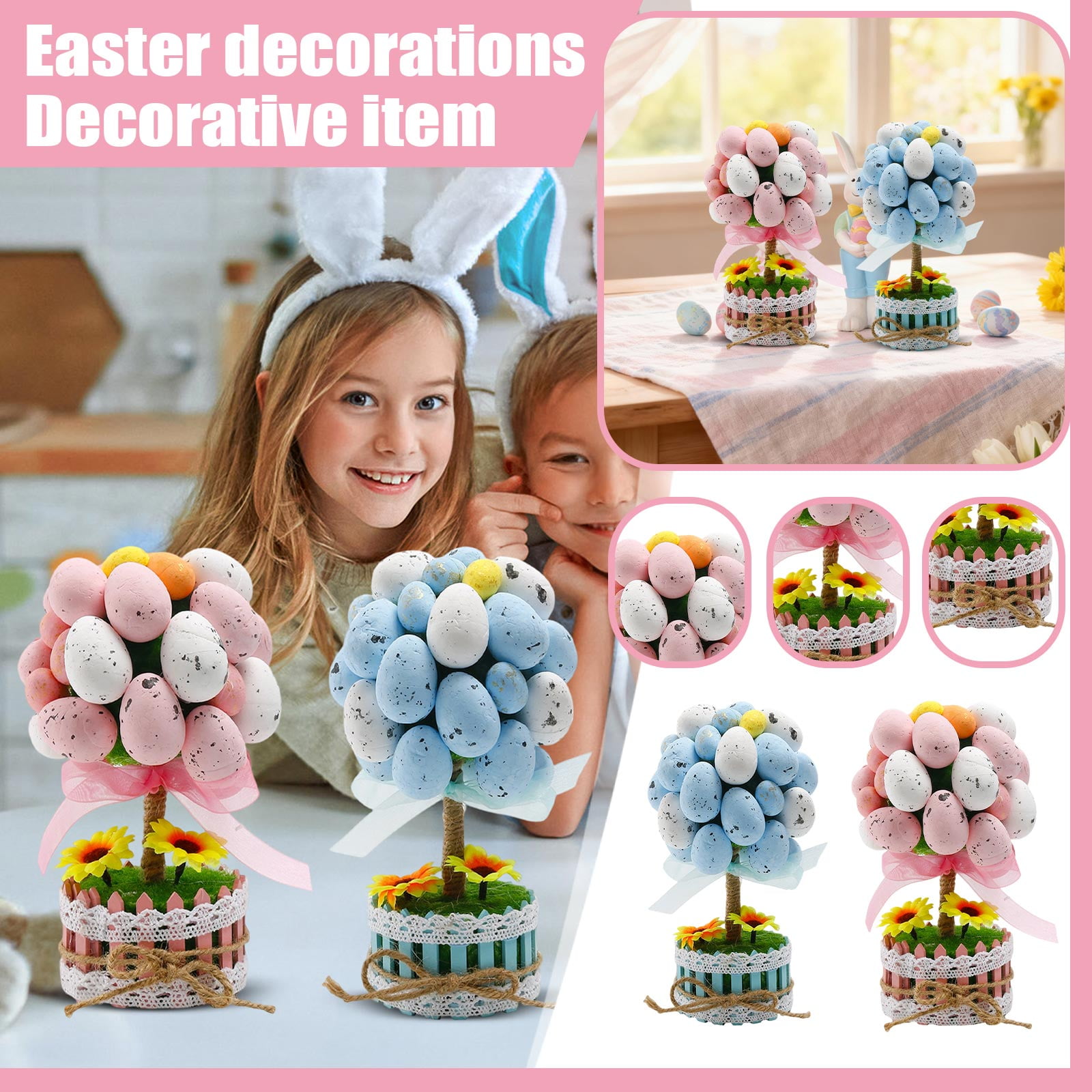 8.7" Easter Egg Mini Tree Desktop Decoration Holiday Ornament, Colorful ...