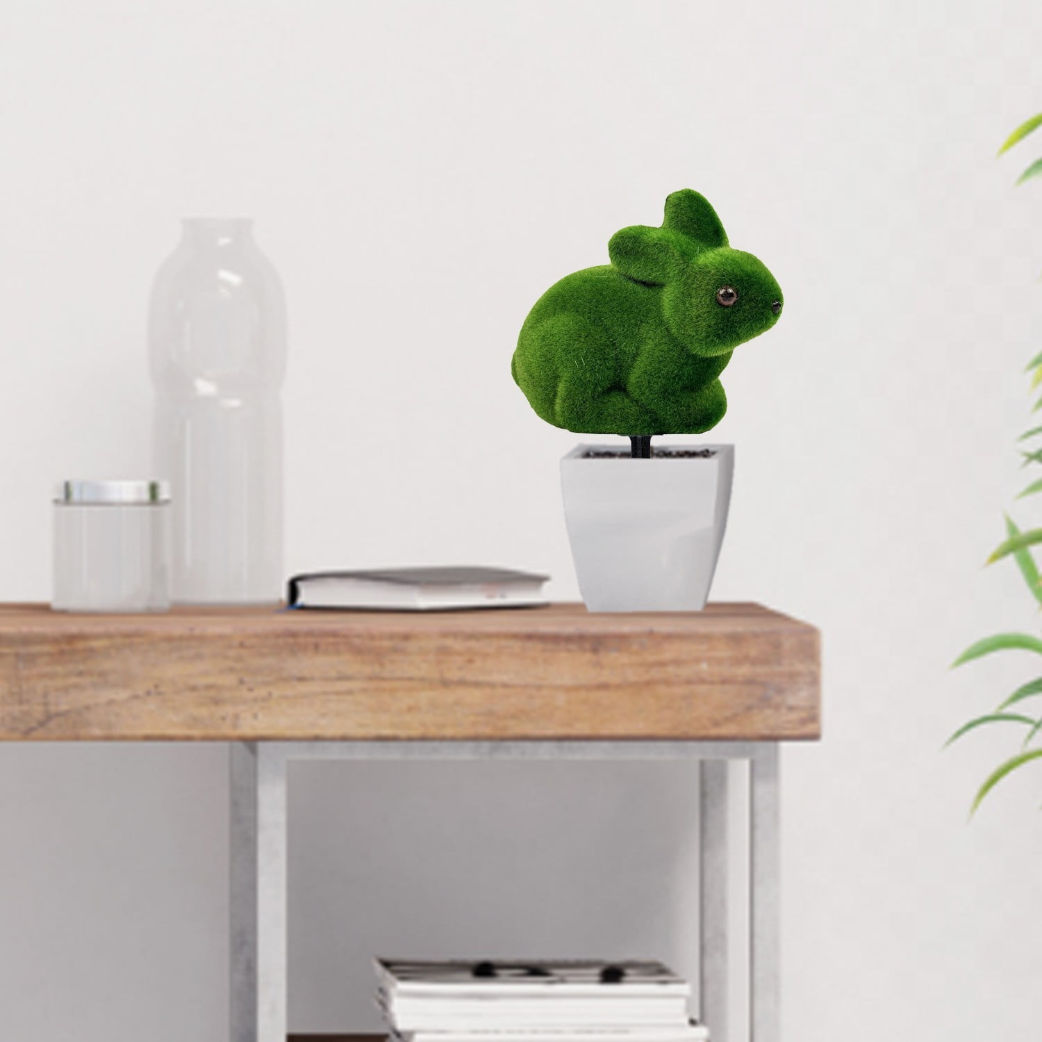 8.7 INCH Artificial Bunny-Shaped Bowknot Topiary Tree Rabbit Shaped ...