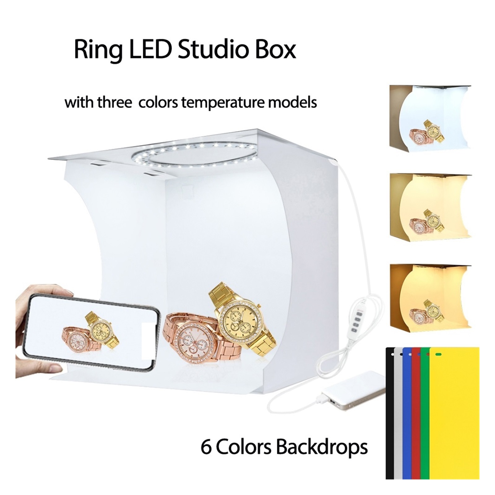 8.7 Inch Portable LED Photo Studio Box Tabletop Shooting Light Box Tent ...
