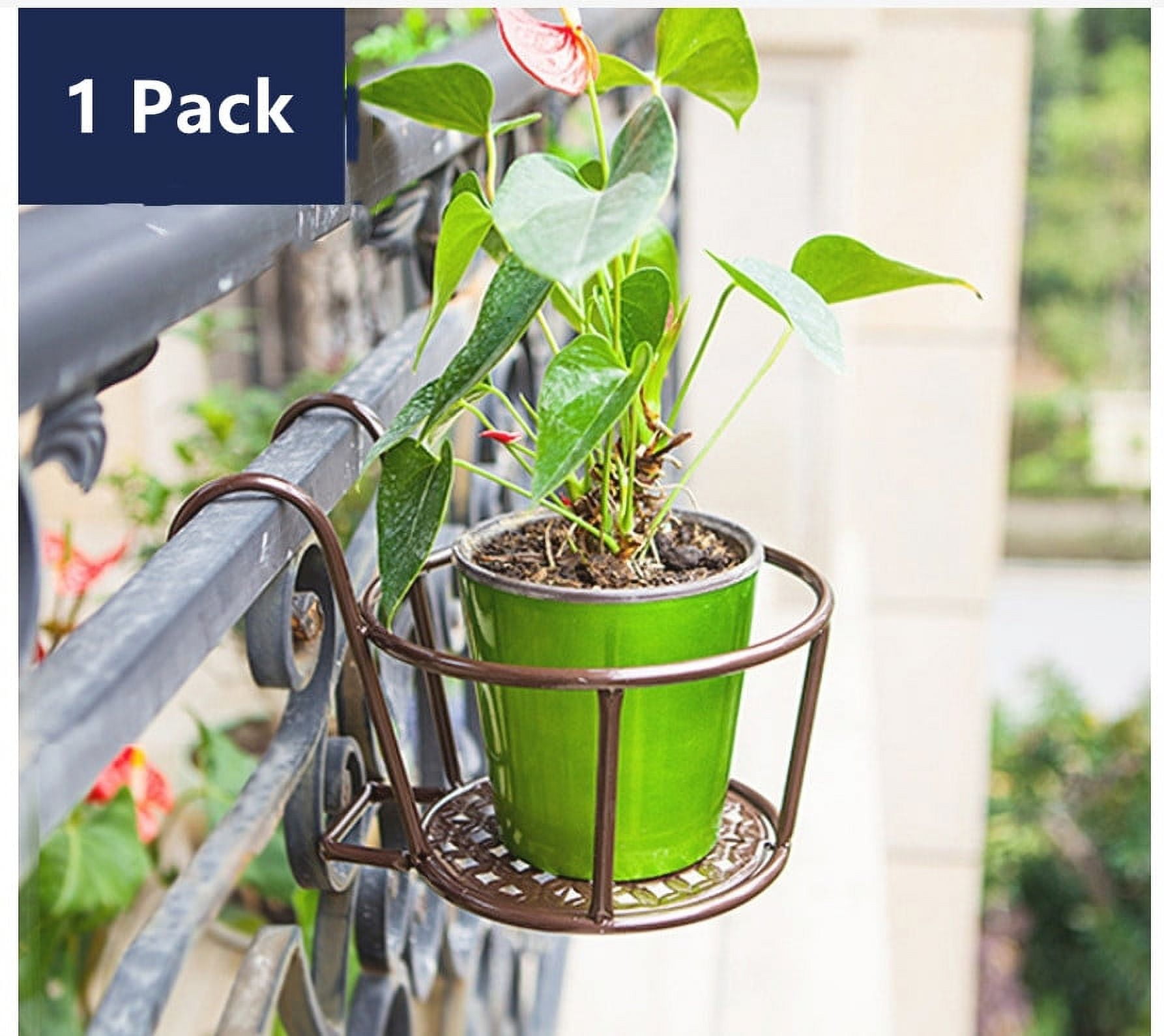 8.7"Round Iron Hanging Railing Planters,Iron Racks Fence Planters ...