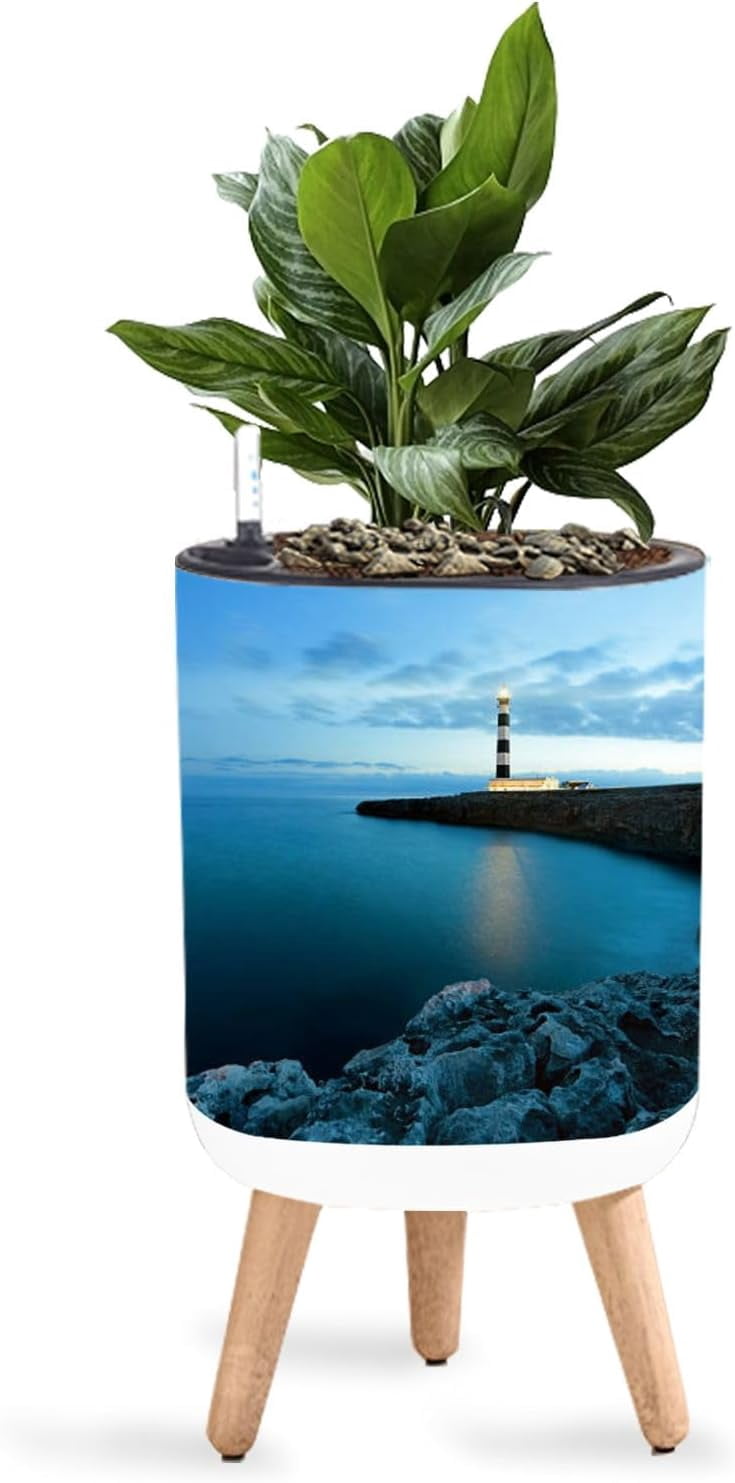 8.7” Self Watering Pot Lighthouse Indoor Outdoor Planter with Stand ...